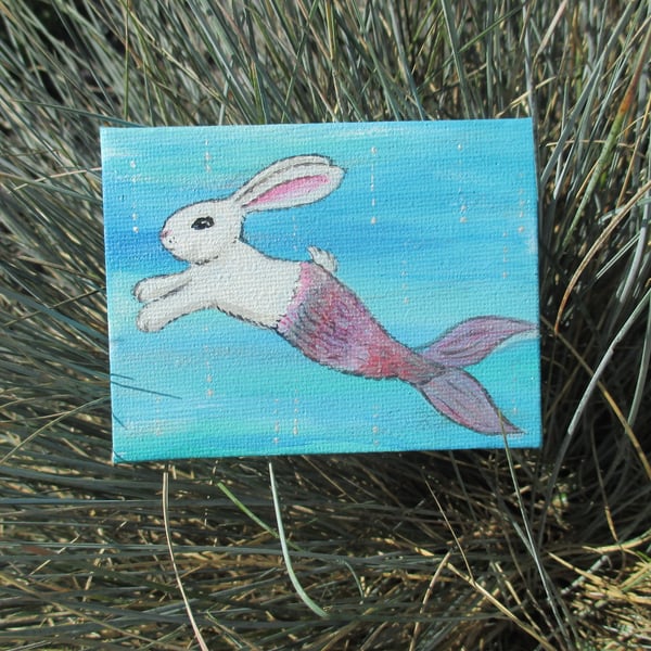 Merbunny Mermaid Bunny Rabbit Picture Canvas Ar... - Folksy