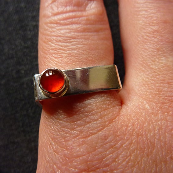 Square ring with gemstone - Folksy