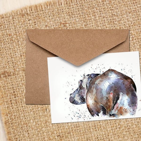 Big Bum Hippo GreetingNote Card-Hippo card, Hip... - Folksy