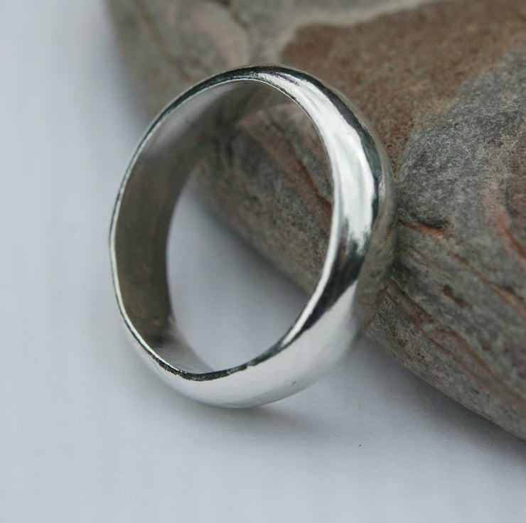 Chunky Silver Ring, 6mm Wide, Unisex, size R - Folksy