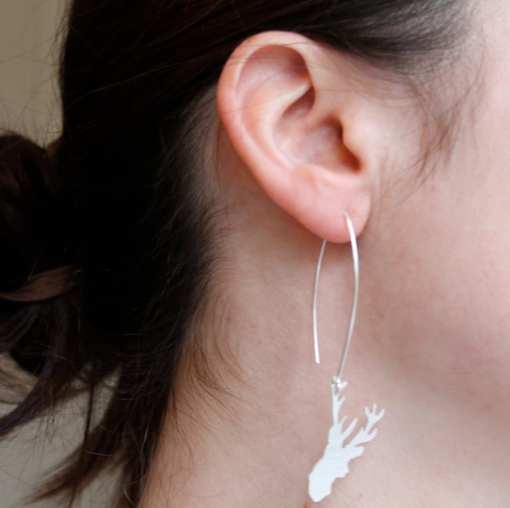 Silver Stag Hook Earrings - Folksy