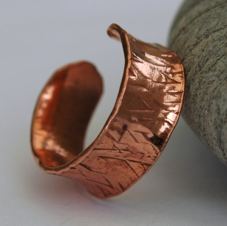 Adjustable Open Ring in Hammer-Textured Copper,... - Folksy