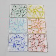 Set of 6 glass coasters in a rainbow of colours - Folksy
