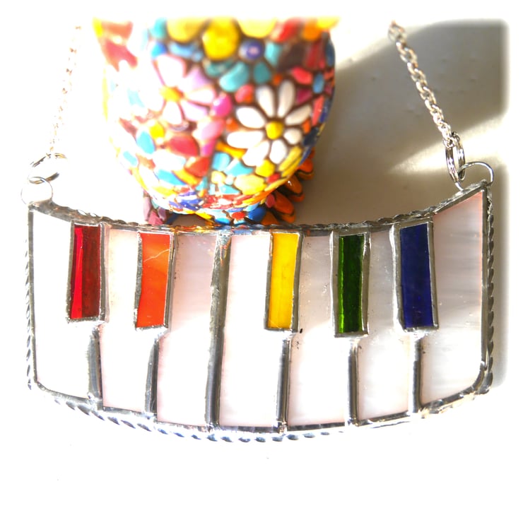 Piano Suncatcher Stained Glass Keyboard Keys Mu... - Folksy
