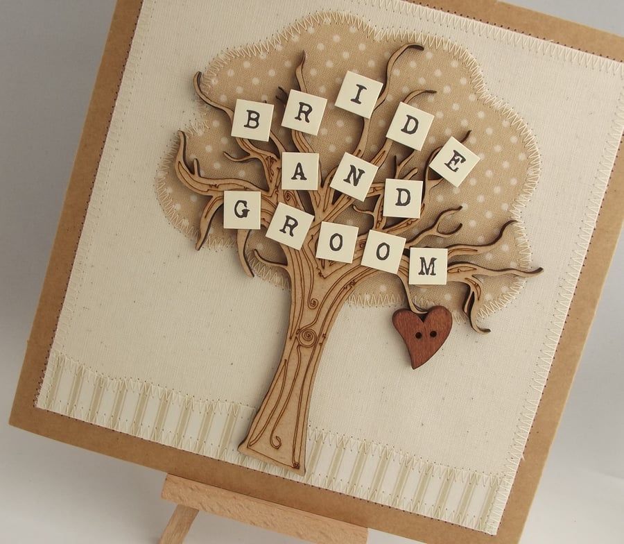 Bride And Groom Wedding Day Fabric Card - Folksy