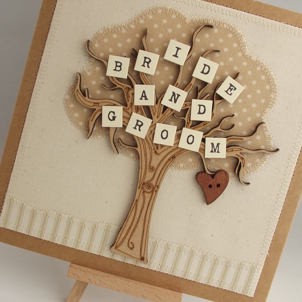 Bride And Groom Wedding Day Fabric Card - Folksy