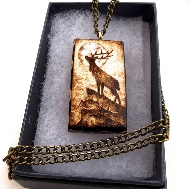 Monarch of the Moors Sycamore Pyrography Stag P... - Folksy