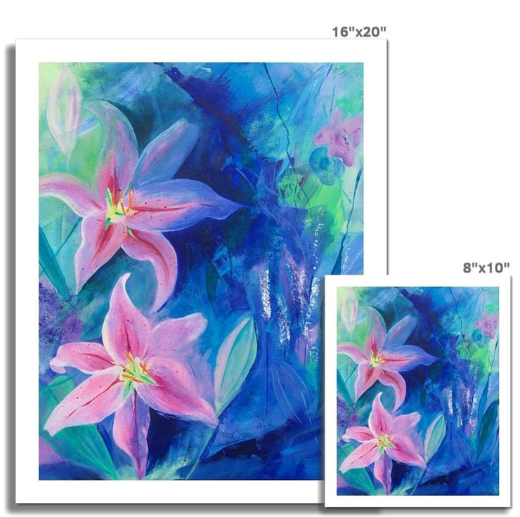 Lily Flower Art Print, Abstract Floral Print in... - Folksy