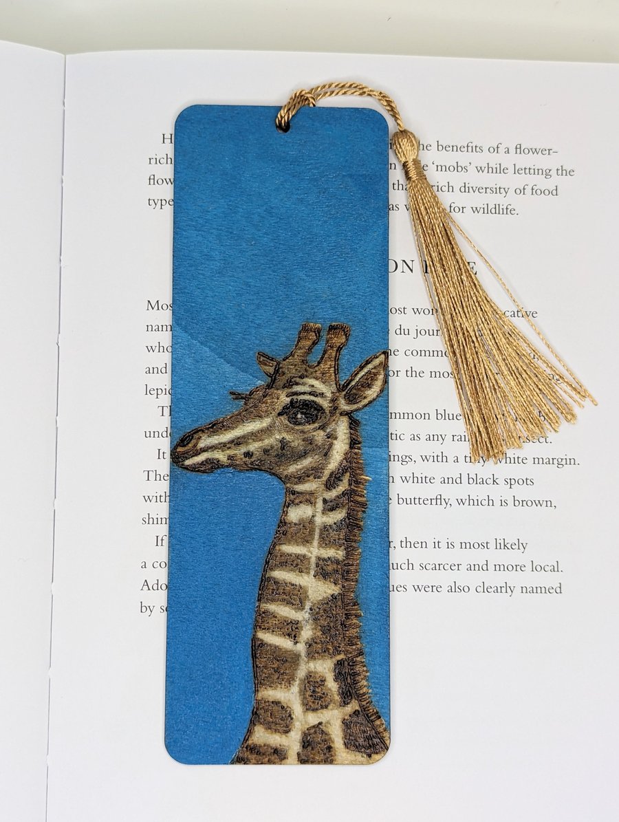 Giraffe wooden bookmark, pyrography gift for an... - Folksy