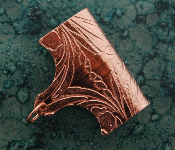 Art Deco Copper Pendant Bail - tube top bail wi... - Folksy