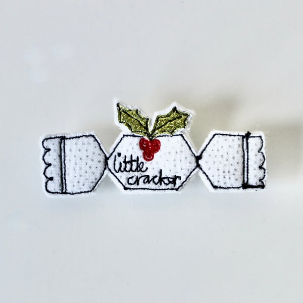 'Little Cracker' - Handmade Christmas Brooch - Folksy