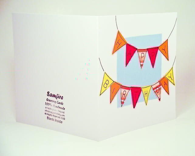 Greeting Card - Happy Birthday Bunting Greeting... - Folksy