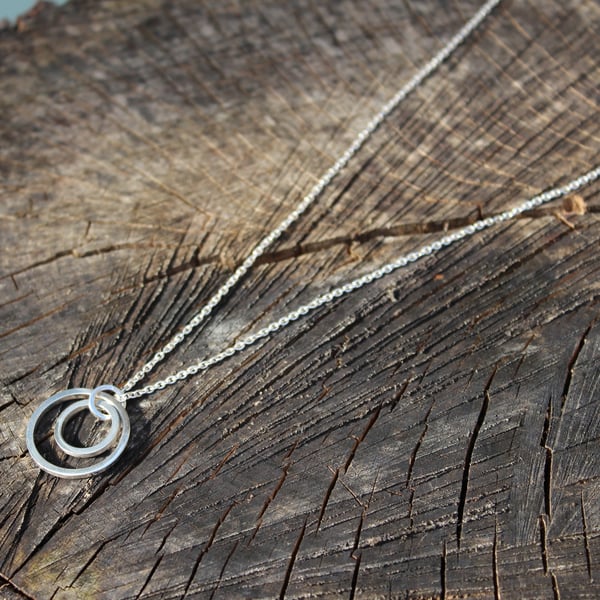 sterling silver hoop necklace, double hoop neck... - Folksy