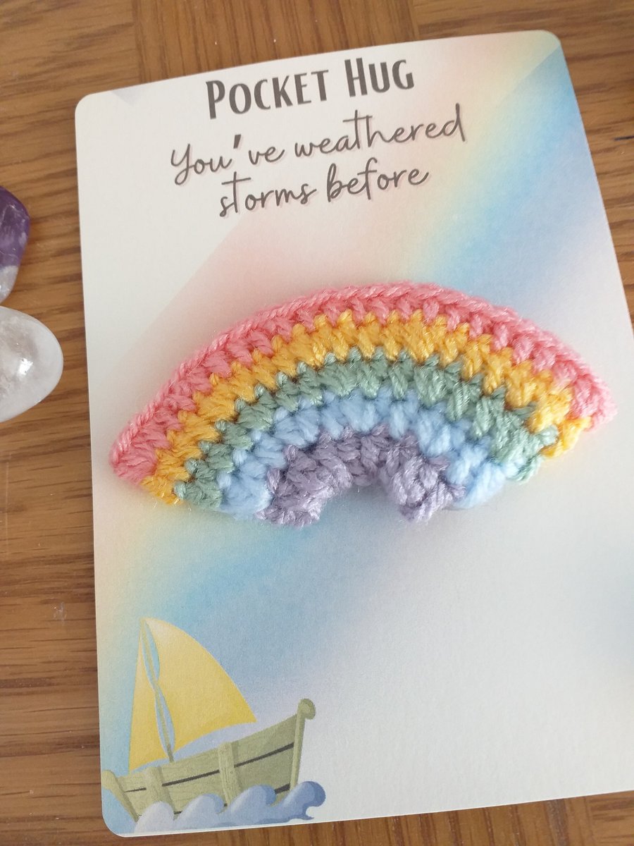 Crochet Rainbow Pocket Hug, Inspirational Gift,... - Folksy