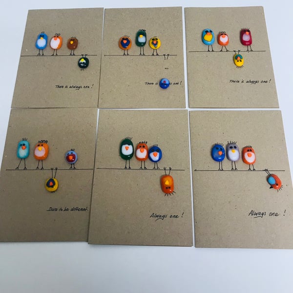 Fused glass birdies blank card - Folksy