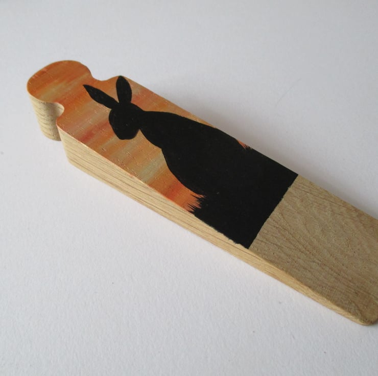 Bunny Rabbit Door Stop Wedge Wooden Hand Painted - Folksy