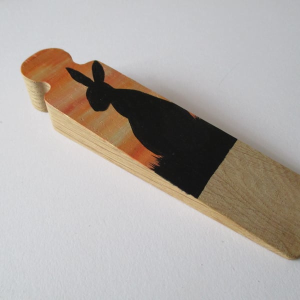 Bunny Rabbit Door Stop Wedge Wooden Hand Painted - Folksy