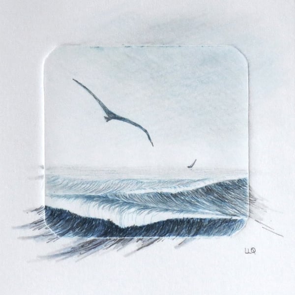 Original dry point and mixed media ocean breeze... - Folksy