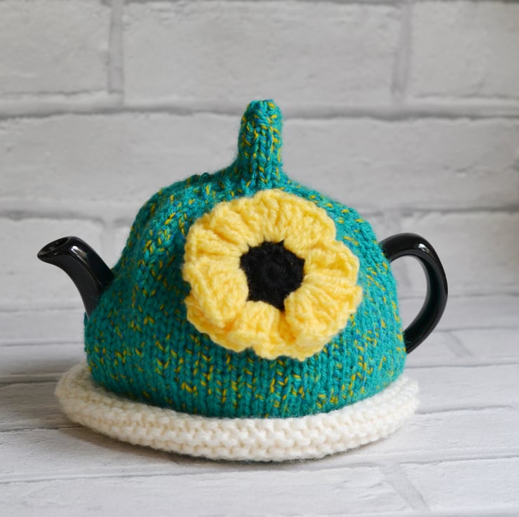 1-2 Cup Yellow Poppy Hand Knitted Tea Cozy - Folksy