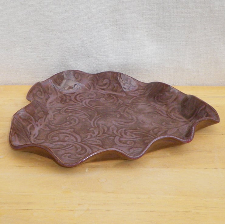 serving plate heart dish textured stoneware pla... - Folksy