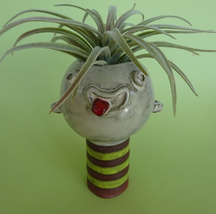 Ceramic face pot with licking out tongue - Folksy