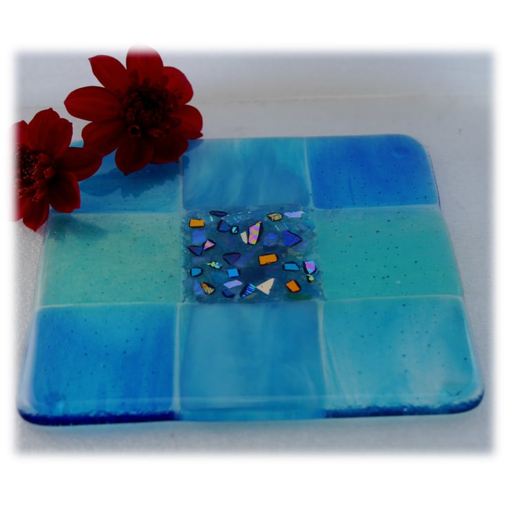 Fused Glass Trivet Turquoise Trivet 16cm 026 - Folksy