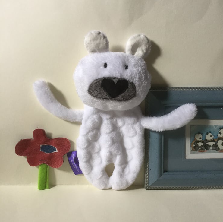 White Handmade Plush Polar Bear Lovey with spot... - Folksy