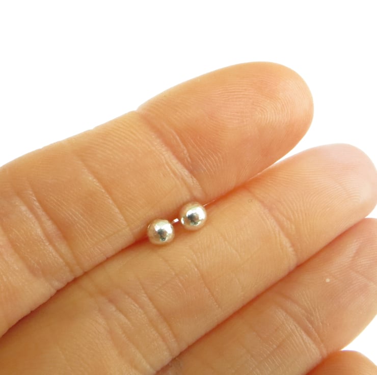 Tiny Sterling Silver Stud Earrings, Recycled Si... - Folksy