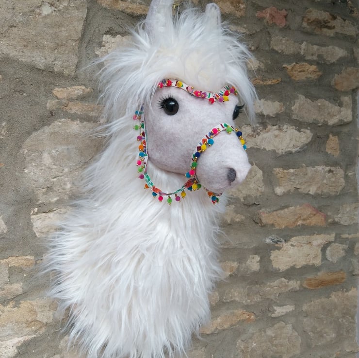 Handmade faux taxidermy cream Llama Lama Alpaca... - Folksy