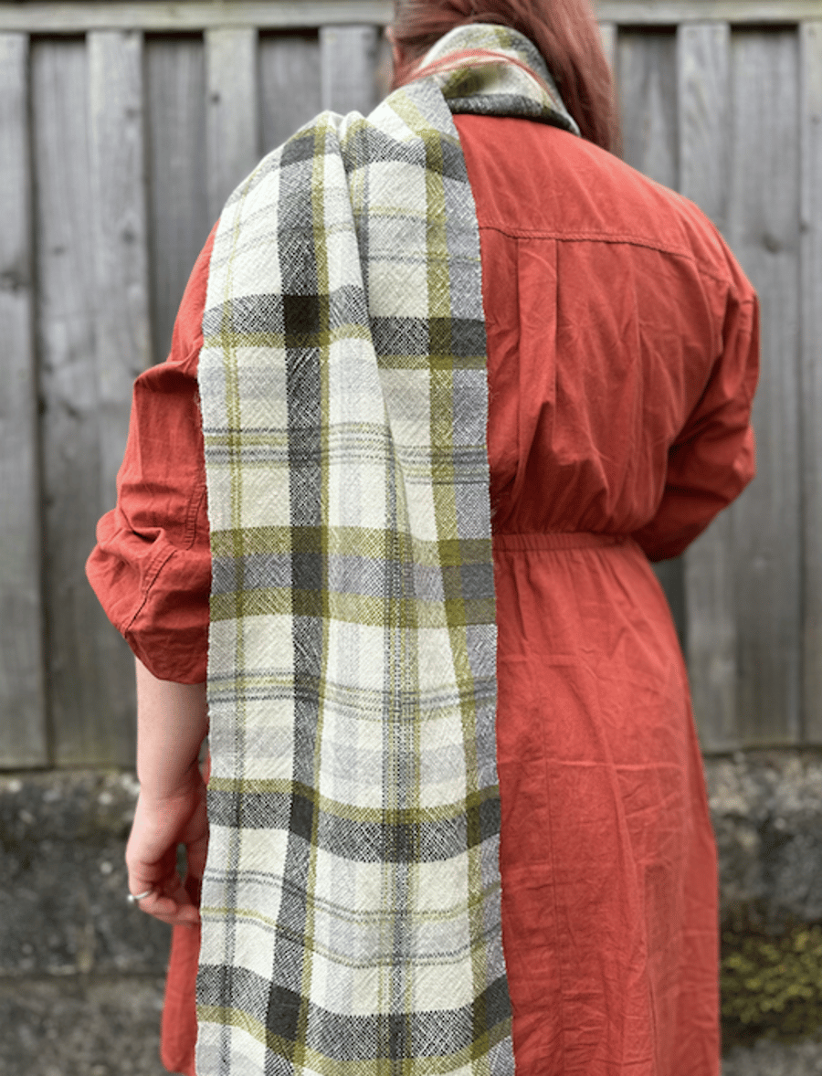 British Wool Plaid Scarf, Hand Dyed & Woven... - Folksy