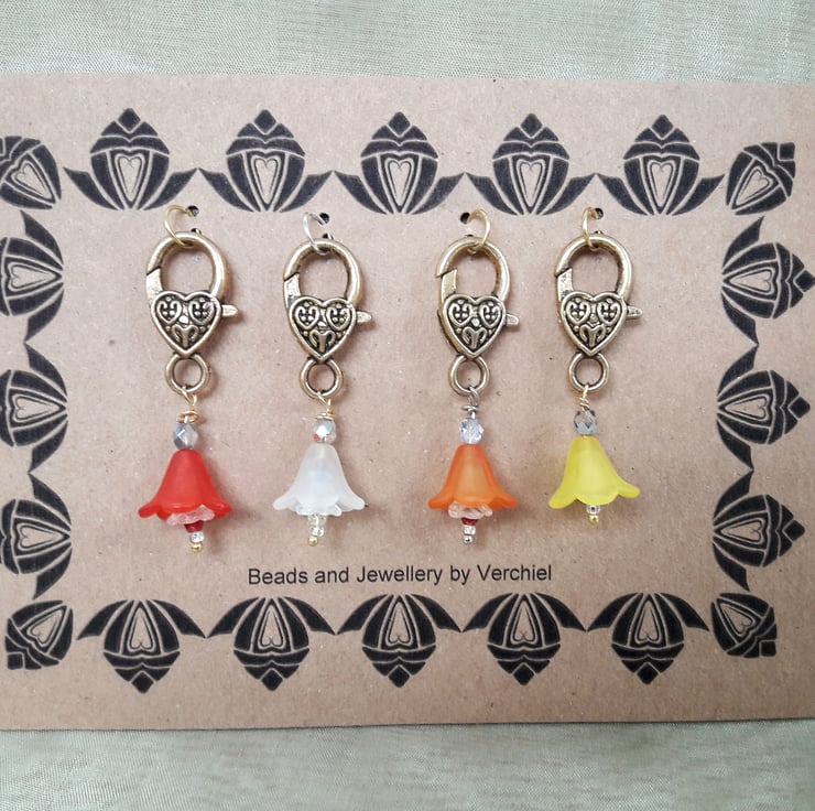 Set of 4 Flower Crochet Knit Stitch Markers - Folksy