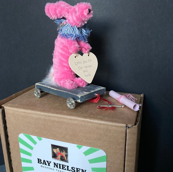 Miniature Handmade Rabbit on a Pull Along Troll... - Folksy