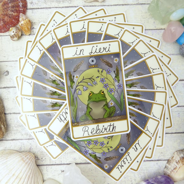 Spring Frog Tarot Card Vinyl Sticker, Life Cycl... - Folksy