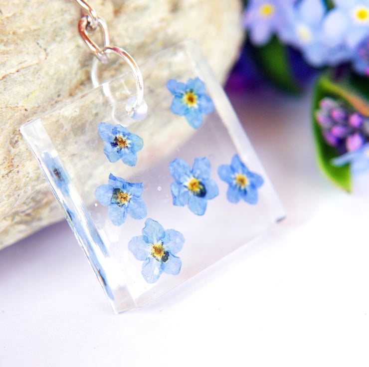 nature inspired resin keyring with pressed forg... - Folksy