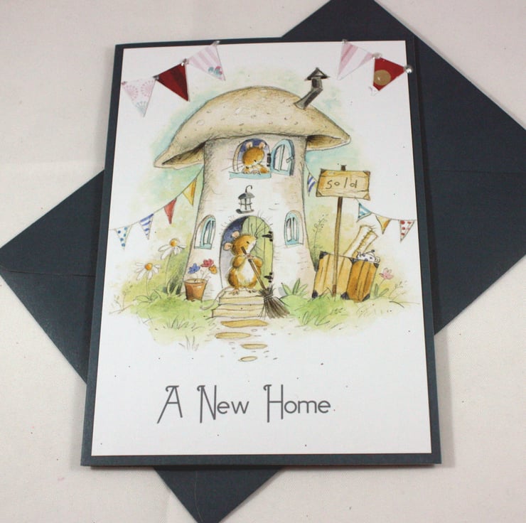 Cute mice new home card - Folksy