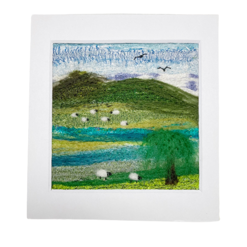 Country Landscape textile picture, sheep grazin... - Folksy