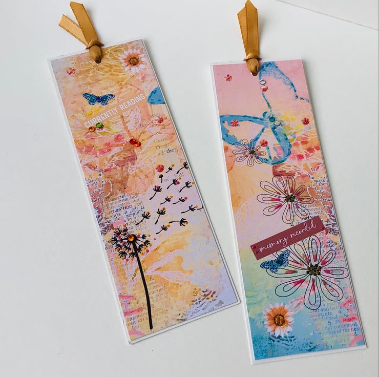 Bookmarks Set of Two, Printed Handfinished, Flo... - Folksy