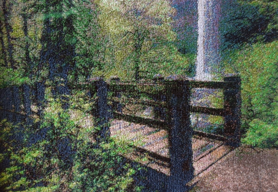 Embroidered Art-Waterfall Bridge.Beautiful, mou... - Folksy