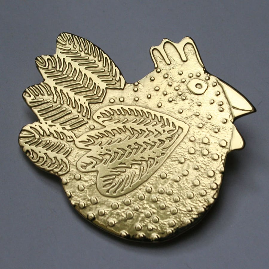 Chicken or hen brooch - Folksy