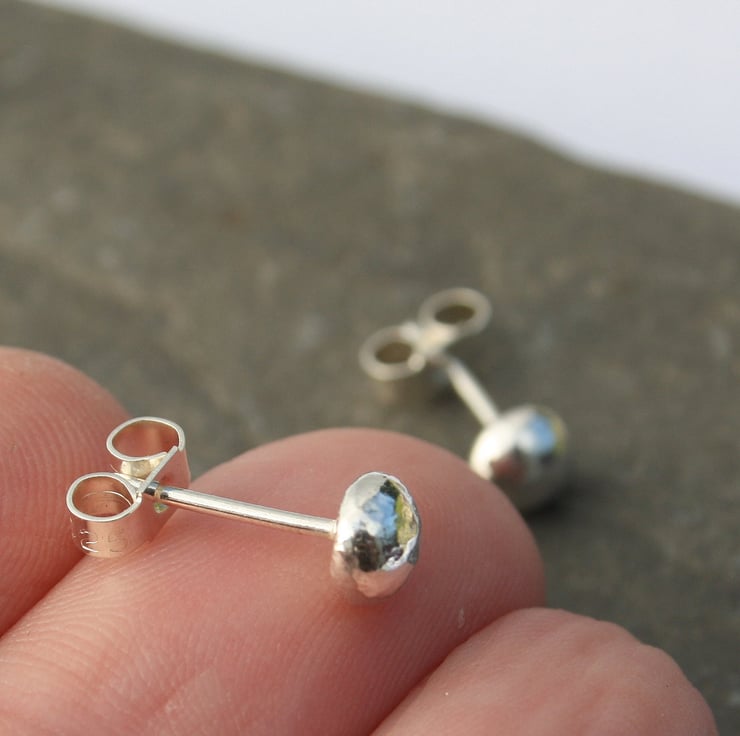 sterling silver nugget studs , small studs - Folksy