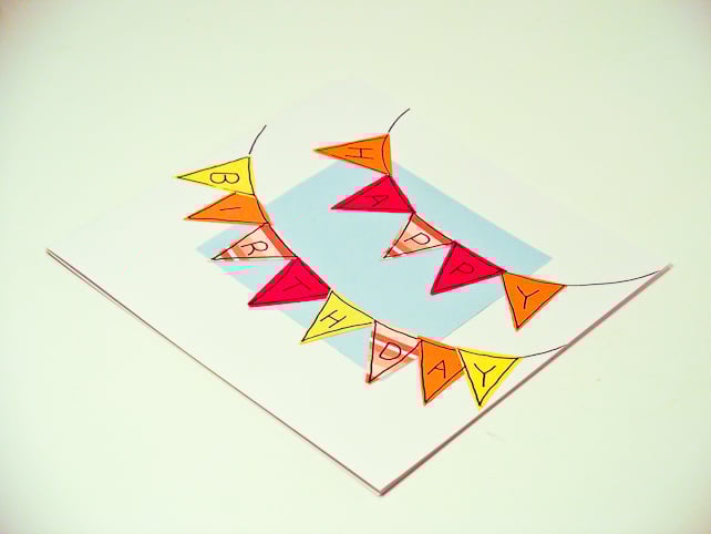 Greeting Card - Happy Birthday Bunting Greeting... - Folksy
