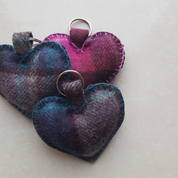 Tartan Moon Wool Keyring - Folksy