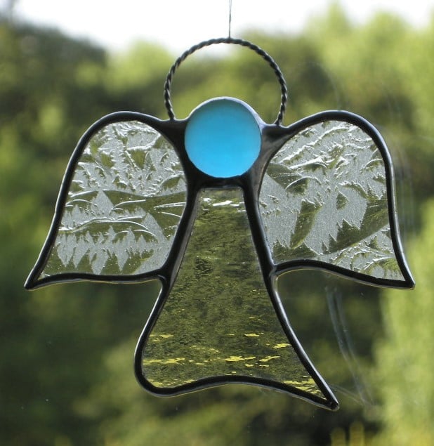 Stained glass suncatcher (Angel) abstract in tw... - Folksy