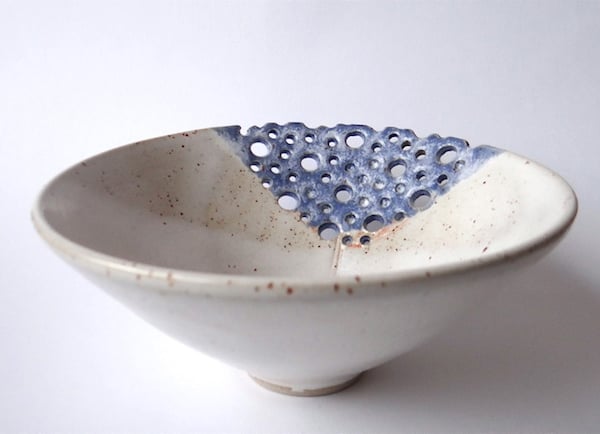 Decorative ceramic bowl with carved flower - ha... - Folksy