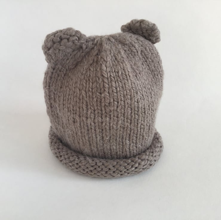Teddy bear beanie hat for baby aged 0 to 3 mont... - Folksy