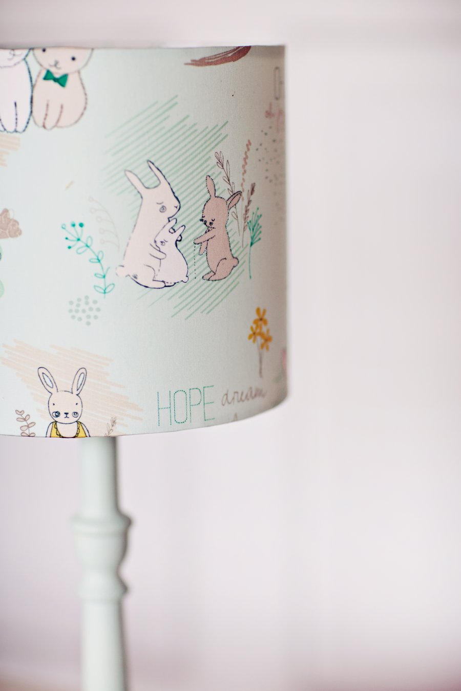 Nursery lamp shade, Pastel blue, Rabbit lamp, n... - Folksy