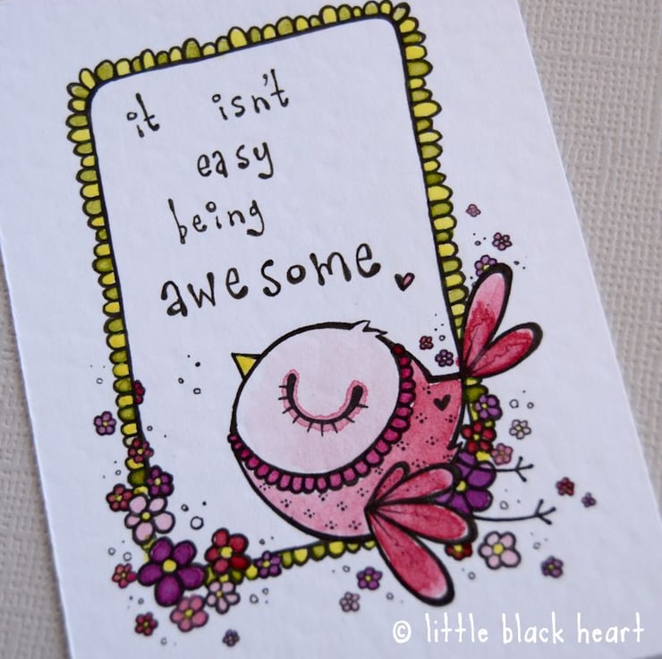 awesome bird - original aceo - Folksy