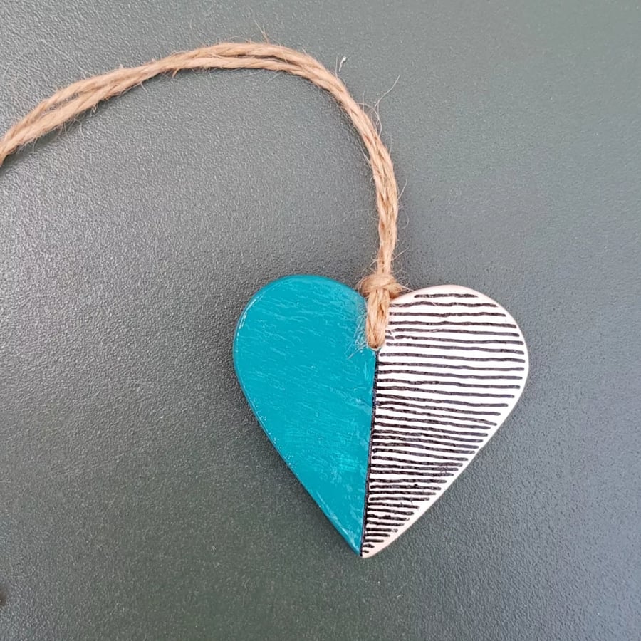 Hand made air dry clay heart shape ornament or ... - Folksy