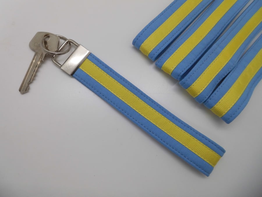 Key ring wrist strap in yellow and blue - Folksy