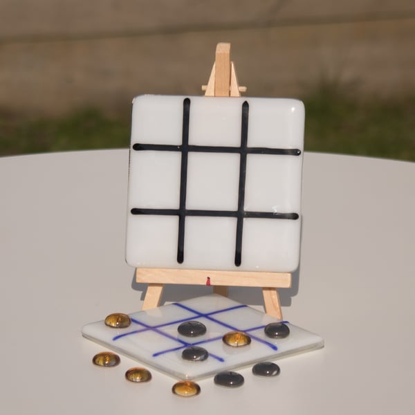 Tic Tac Toe - OXO Game in Fused Glass - Folksy